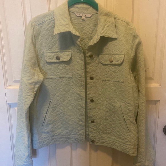 CAbi | Jackets & Coats | Cabi Denim Damask Patterned Jacket Mint Sage ...